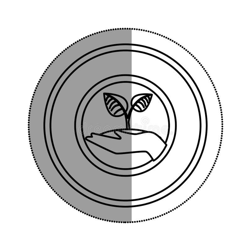 Hand Human with Leafs Plant Isolated Icon Stock Illustration ...