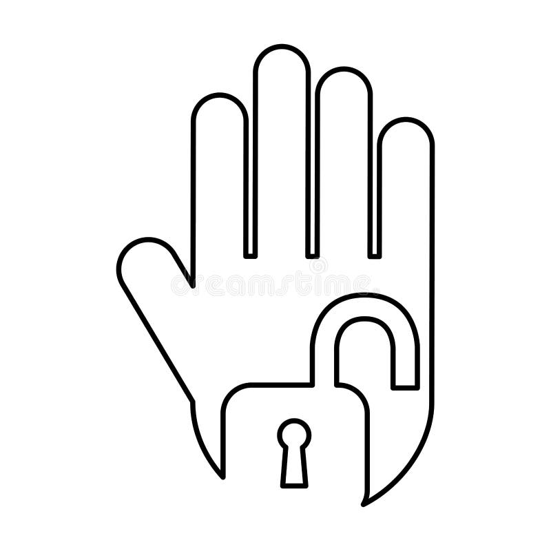 Hand Human with Padlock Silhouette Icon Stock Vector - Illustration of ...