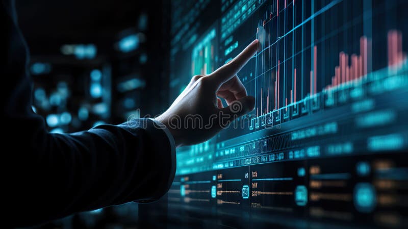 The Hand of a Human is Pressing the Stock Market Interface Stock ...