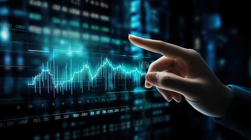 The Hand of a Human is Pressing the Stock Market Interface Stock ...