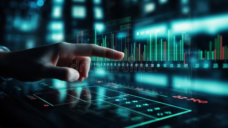 The Hand of a Human is Pressing the Stock Market Interface Stock ...