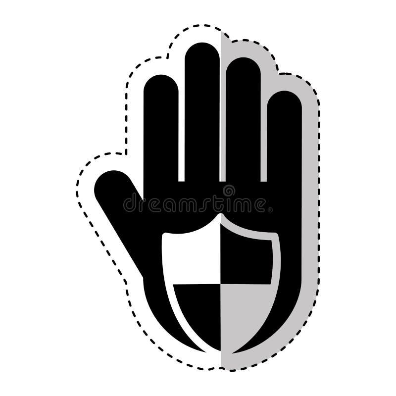 Hand Human with Shield Silhouette Icon Stock Vector - Illustration of ...