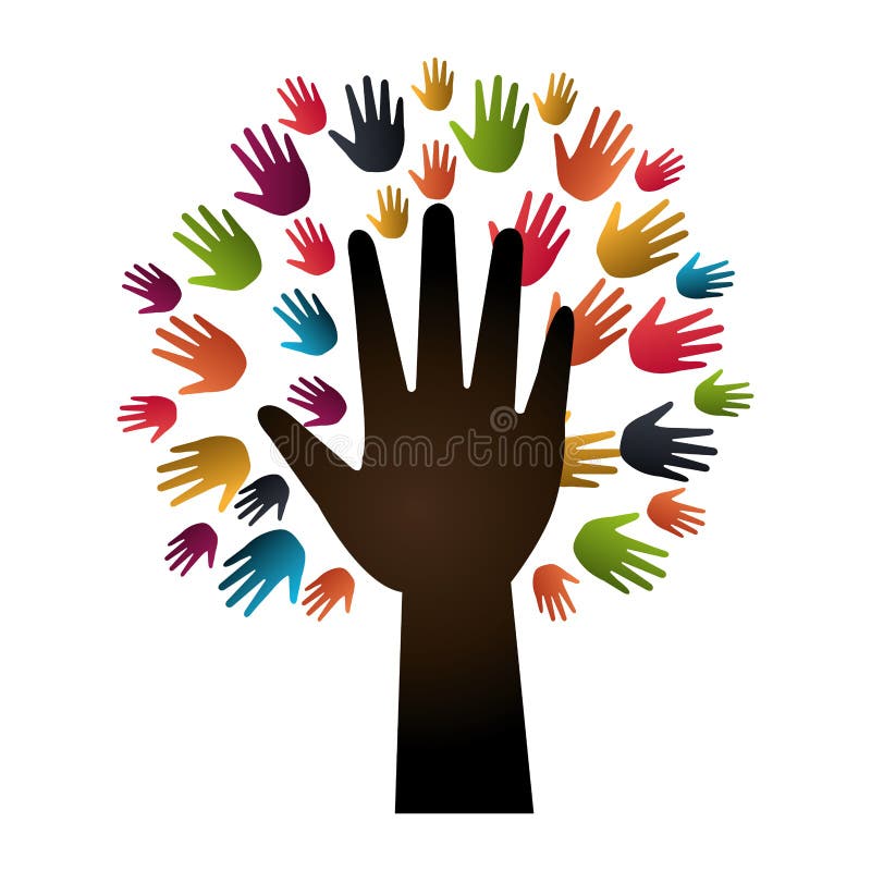 Hand Human Silhouette Colors Community Icon Stock Vector - Illustration ...