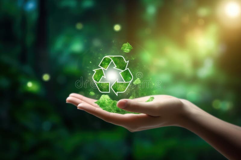 Recycling Symbol and Environmental Recycle Reduce Reuse, Hand of Human ...