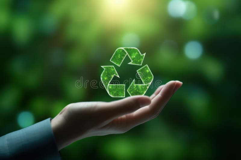 Recycling Symbol and Environmental Recycle Reduce Reuse, Hand of Human ...