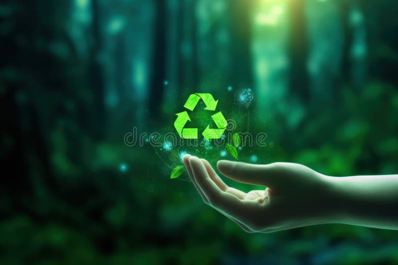 Recycling Symbol and Environmental Recycle Reduce Reuse, Hand of Human ...