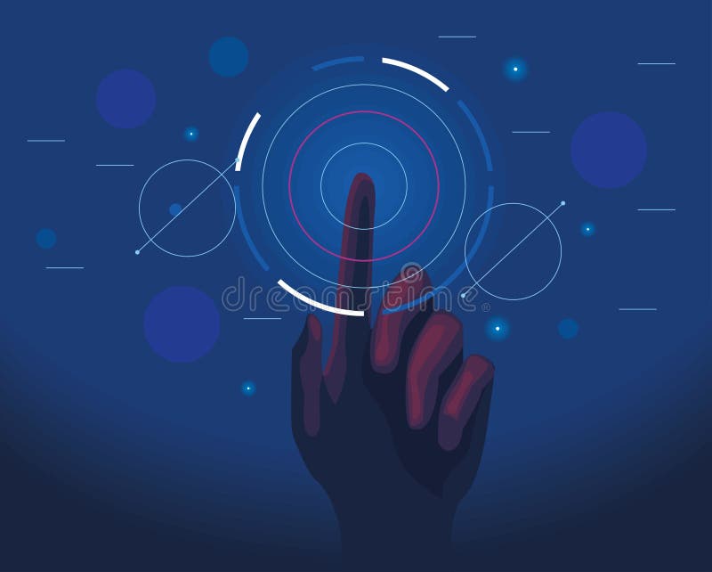 Hand human touching tech stock vector. Illustration of science - 245937037