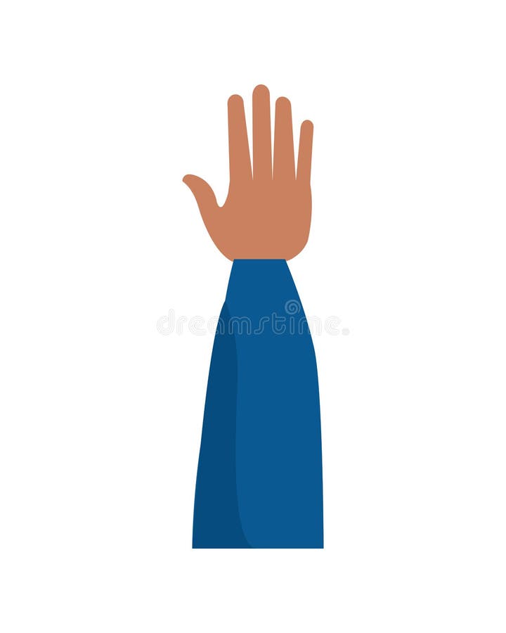 Hand Human Up Stop with Blue Sleeve Stock Vector - Illustration of ...