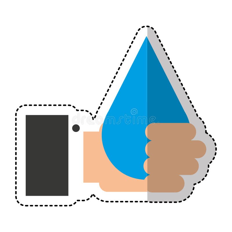 Hand Human with Water Drop Isolated Icon Stock Illustration ...