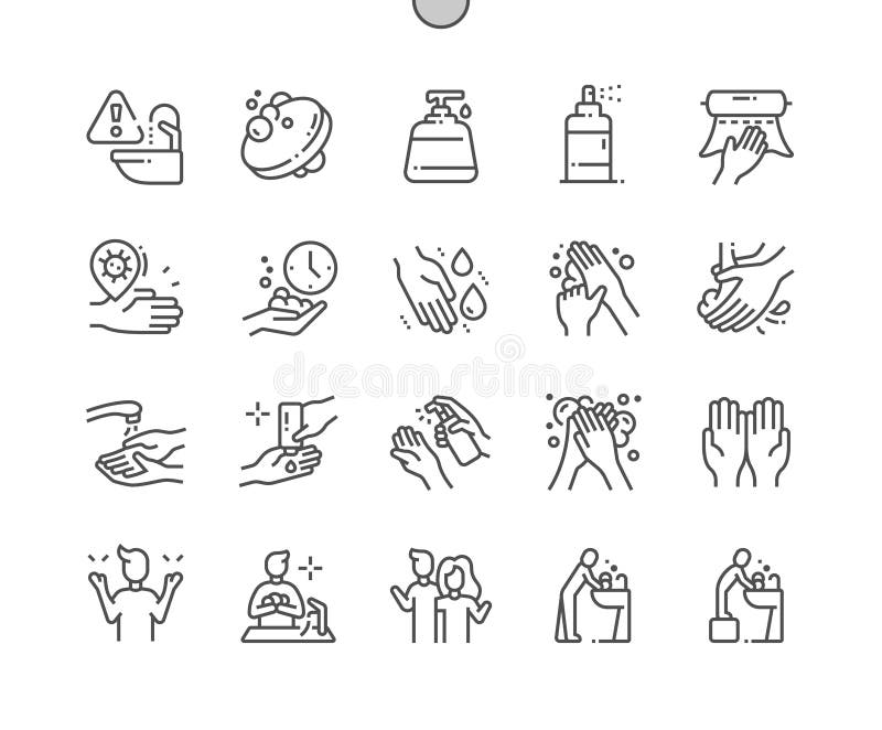 Hand Hygiene Well-crafted Pixel Perfect Vector Thin Line Icons 30 2x ...
