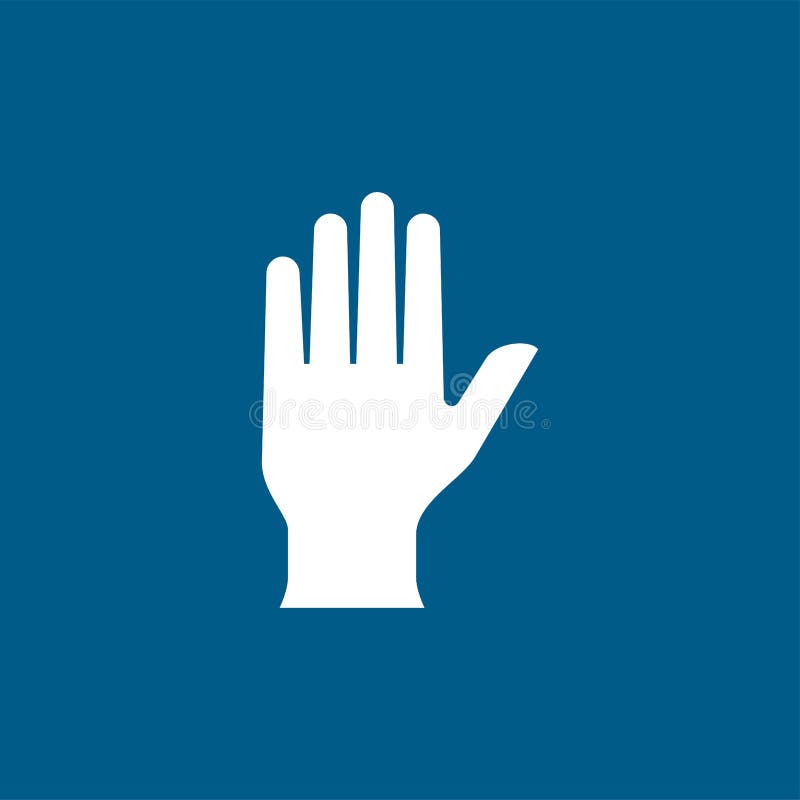 Hand Icon on Blue Background. Blue Flat Style Vector Illustration Stock ...
