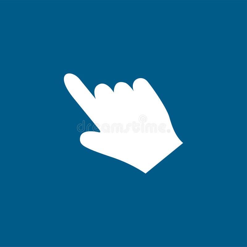 Hand Icon on Blue Background. Blue Flat Style Vector Illustration Stock ...