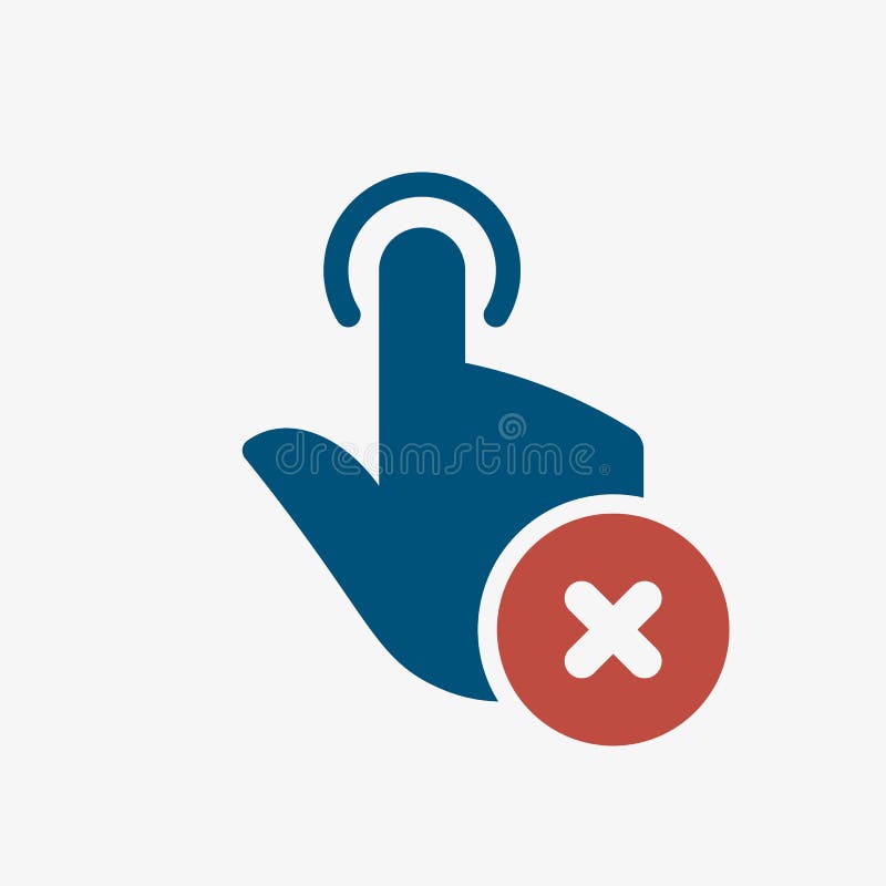 Hand Icon, Gestures Icon with Cancel Sign. Hand Icon and Close, Delete ...