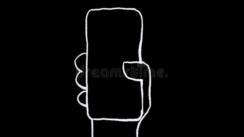 Hand Icon Holds Blank Cell Phone in Hand, Animated in Whiteboard Style ...