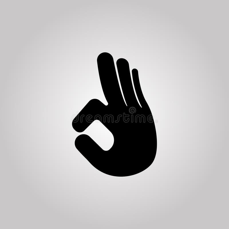 Hand Icon - OK on a Grey Background Stock Vector - Illustration of ...