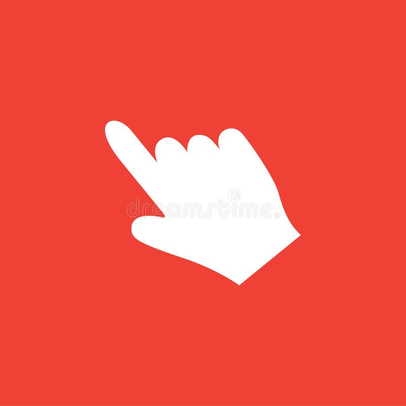Hand Icon on Red Background. Red Flat Style Vector Illustration Stock ...
