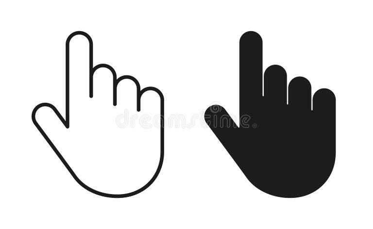 Hand Icon Set, Cursor Click, Palm Silhouette, Hands in Outline and ...