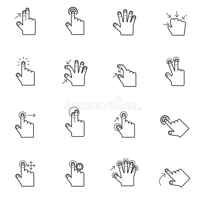 Hand Icon Set Vector Illustration Stock Vector - Illustration of line ...