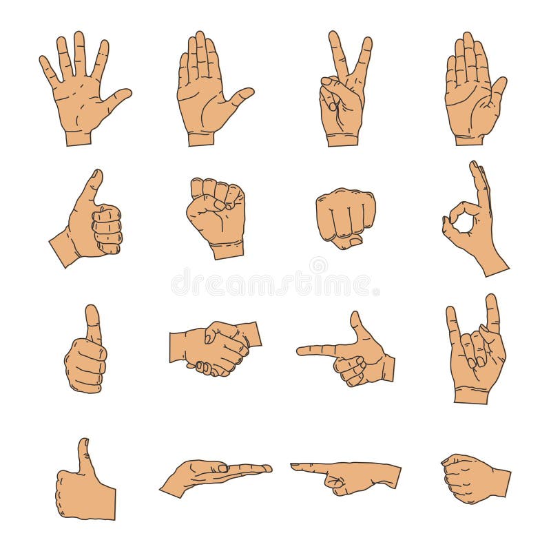 Hand Icon, Vector Silhouette Collection, Illustration Stock Vector ...