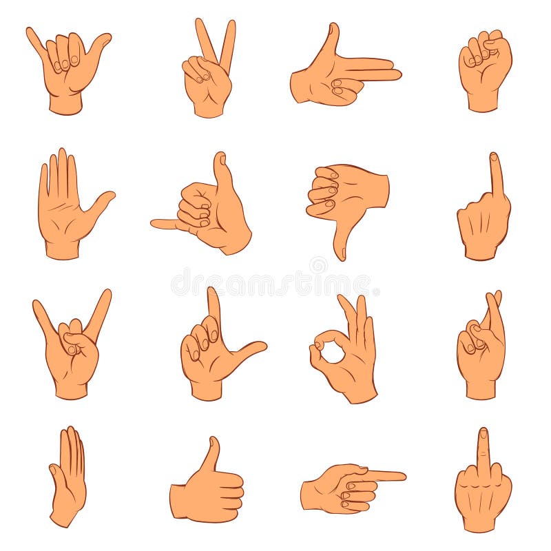 Hand icons set stock vector. Illustration of fist, perfect - 72391124