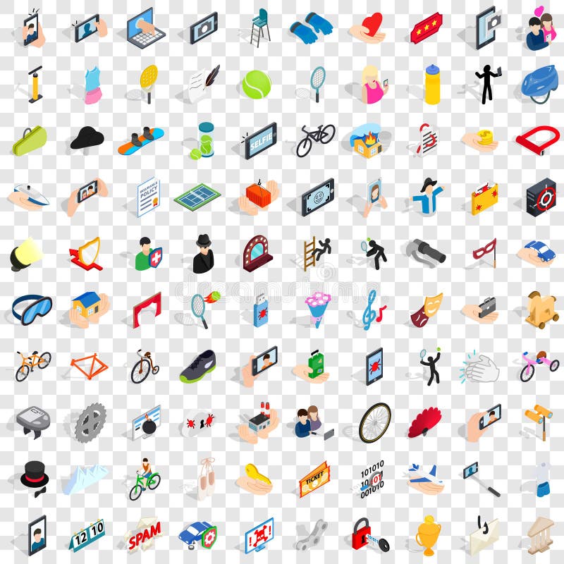 100 Hand Icons Set, Isometric 3d Style Stock Vector - Illustration of ...