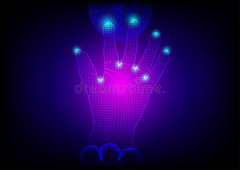 Hand Identified Scan Light Digital Networking Cyberspace Futuristic ...