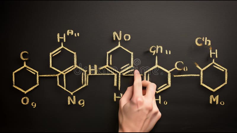 Molecular Structure Drawing on Blackboard Showcases Chemistry Concepts ...