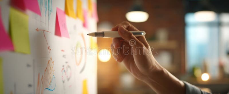 The Hand Illustrating Ideas on a Whiteboard during Collaborative ...