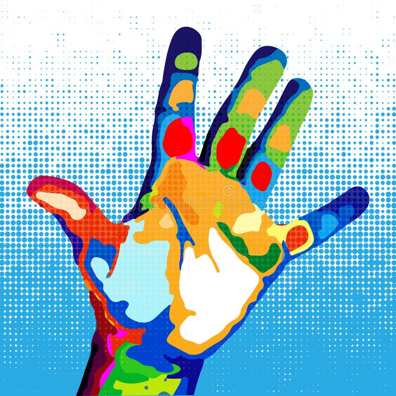 Hand im Stil der Pop-Art vektor abbildung. Illustration von ikone ...