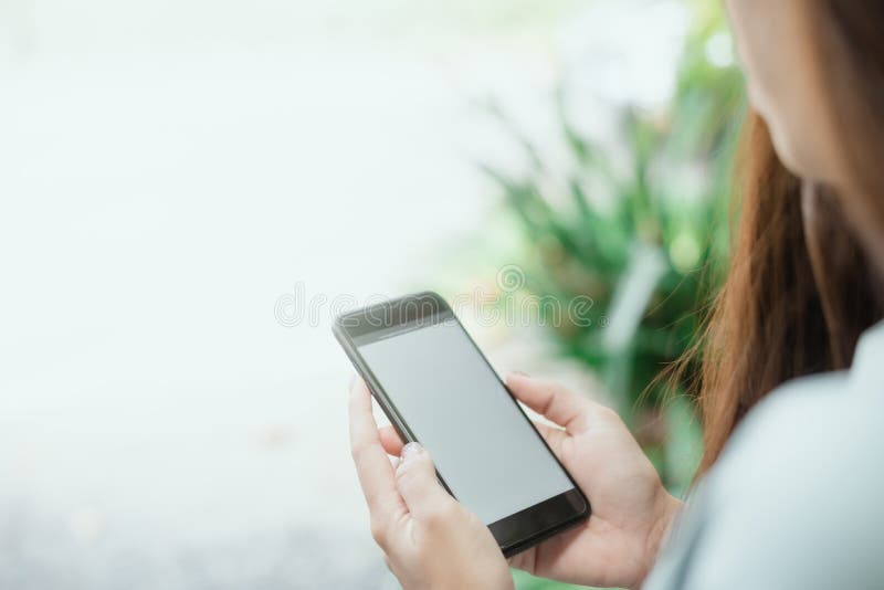 Hand Image Using Smartphone, Blurry Background Stock Photo - Image of ...