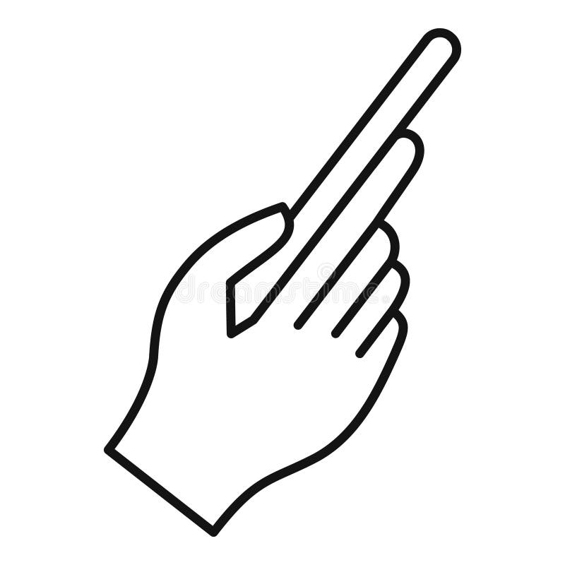 Hand Pointing Gesture Outline Icon Stock Vector - Illustration of ...