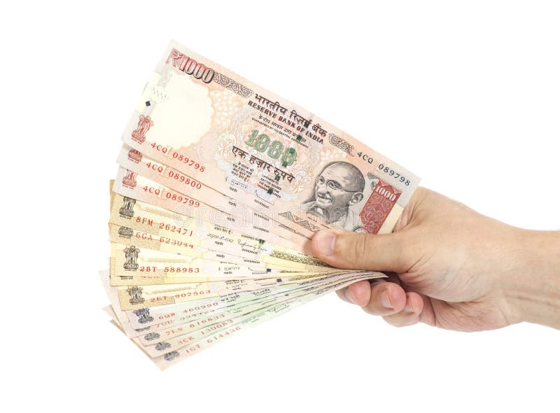 Hand with Indian Thousand Rupee Notes Stock Image - Image of economic ...