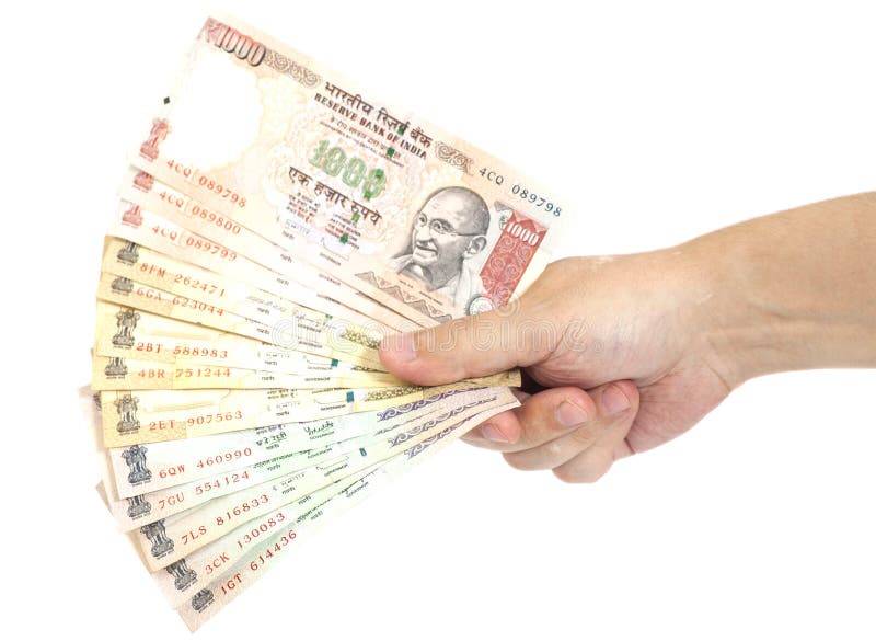 Hand with Indian Thousand Rupee Notes Stock Image - Image of isolated ...