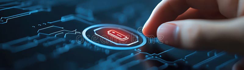 Hand Initiating Digital Action, Pressing a Button on Computer Interface ...