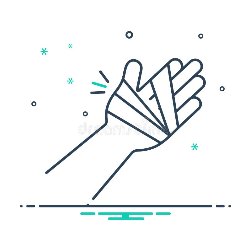 Black Mix Icon for Hand Injury, Bandaged and Damage Stock Vector ...