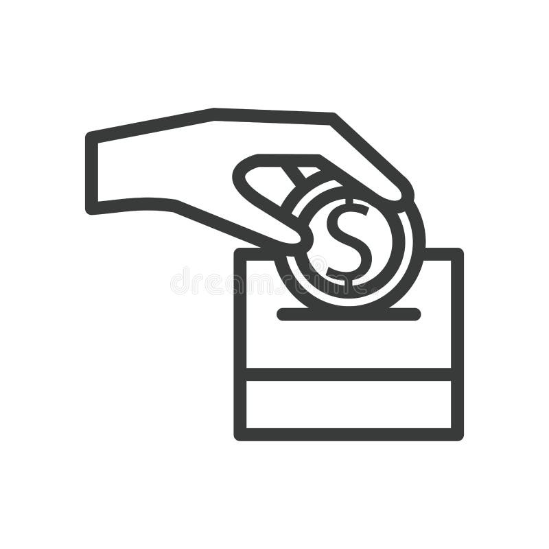 Insert Coin Line Style Icon Stock Vector - Illustration of token ...