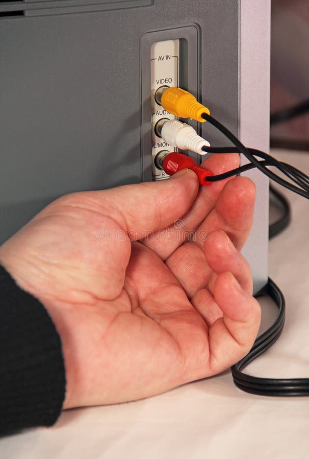 Hand Insert the Plug into the Socket Stock Image - Image of power, jack ...