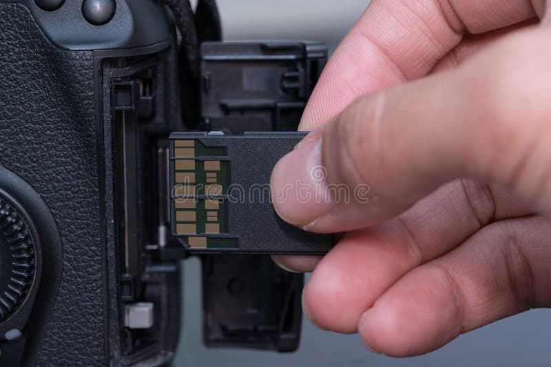 Hand Insert SD Card in Camera Stock Photo - Image of card, hand: 100968538