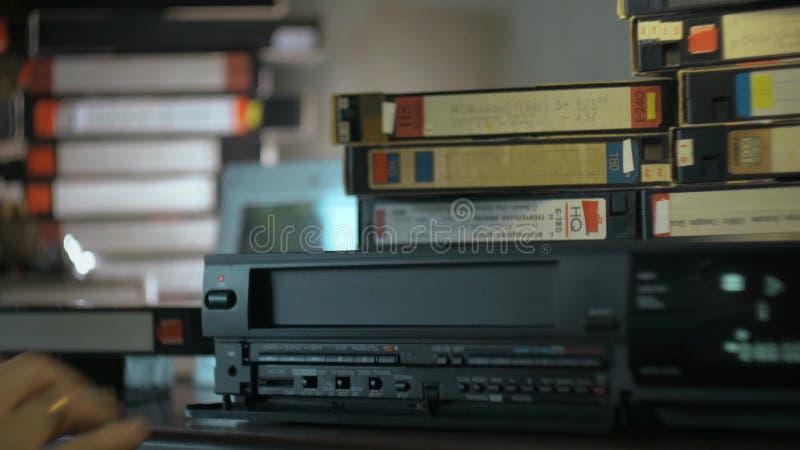 VHS Cassette Ejecting from Video Cassette Recorder. Stock Video - Video ...