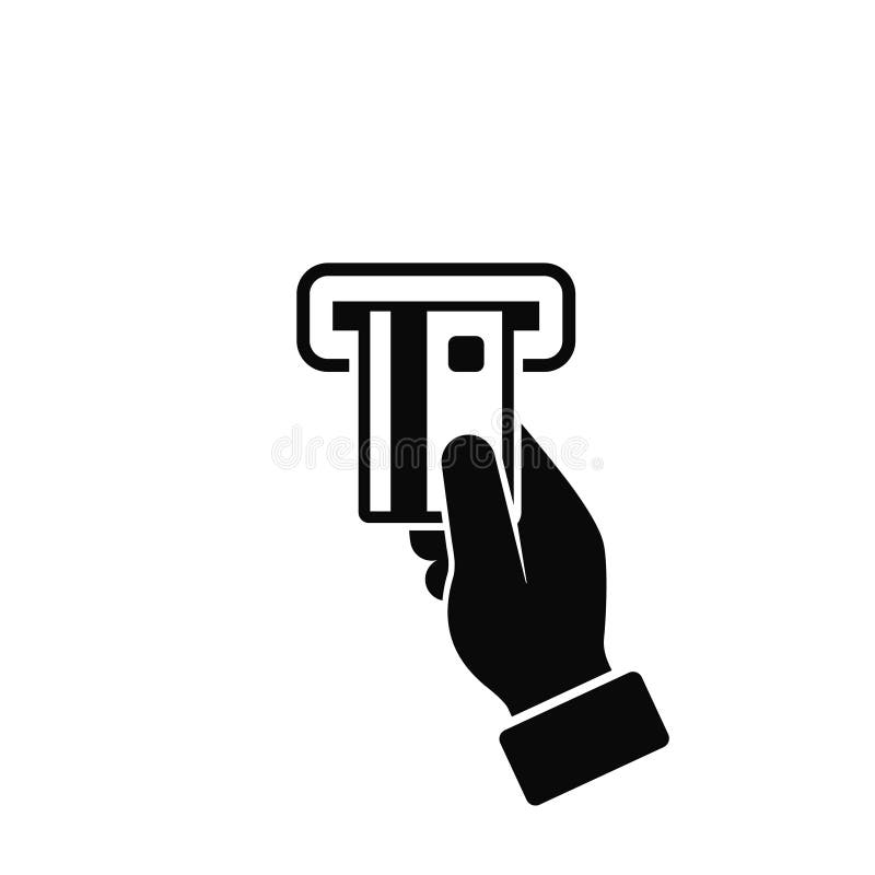 Man Using ATM Machine. Vector Illustration of People Black Line ...