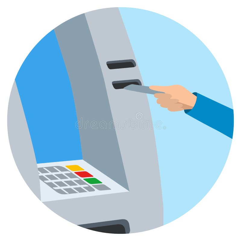 Hand Inserting Credit Card into the Atm Slot Stock Vector ...