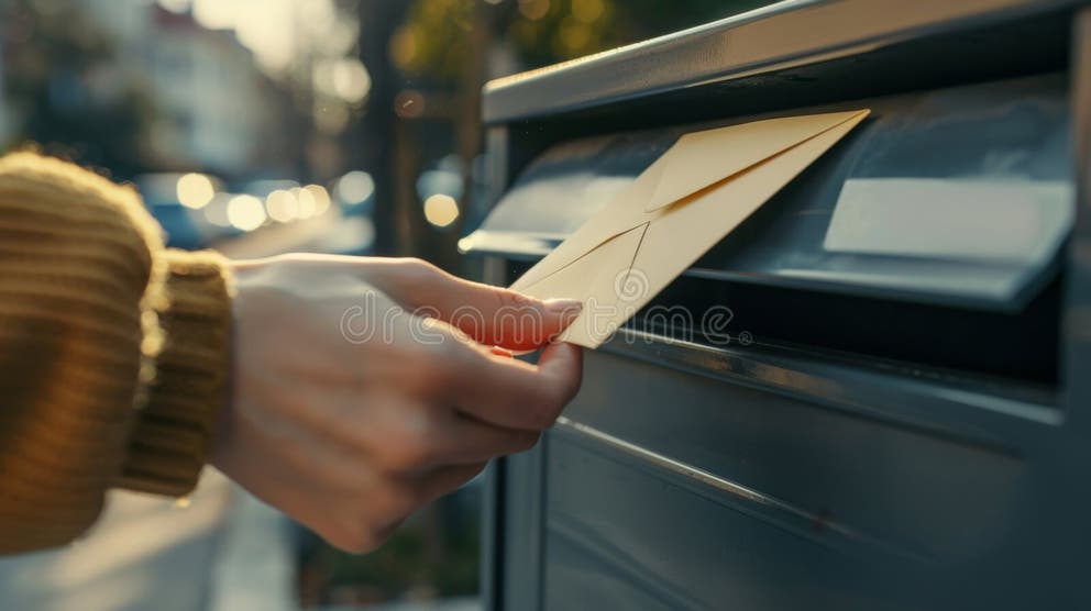 Hand Placing Letter in Mailbox.AI Generated Image Stock Image - Image ...