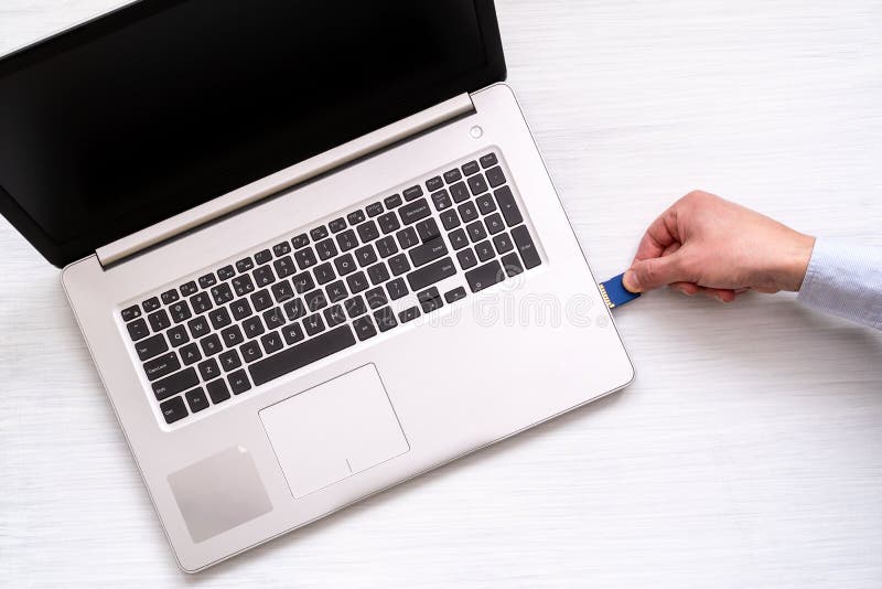 Inserting usb memory stick stock photo. Image of medium - 34330274