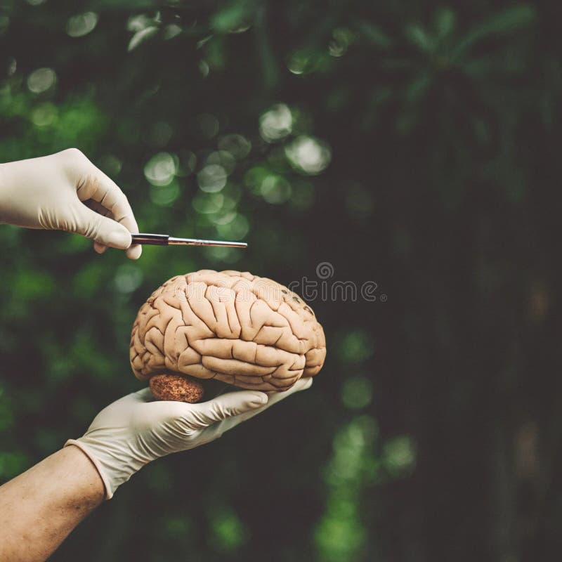 Hand Inserting a Microchip into the Brain Stock Illustration ...