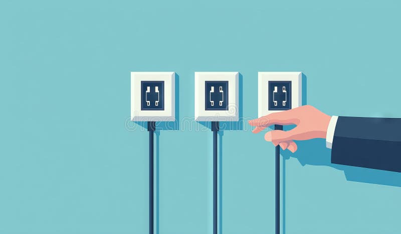 Hand Inserting Plug into Electrical Outlet. Electrical Components. Wall ...