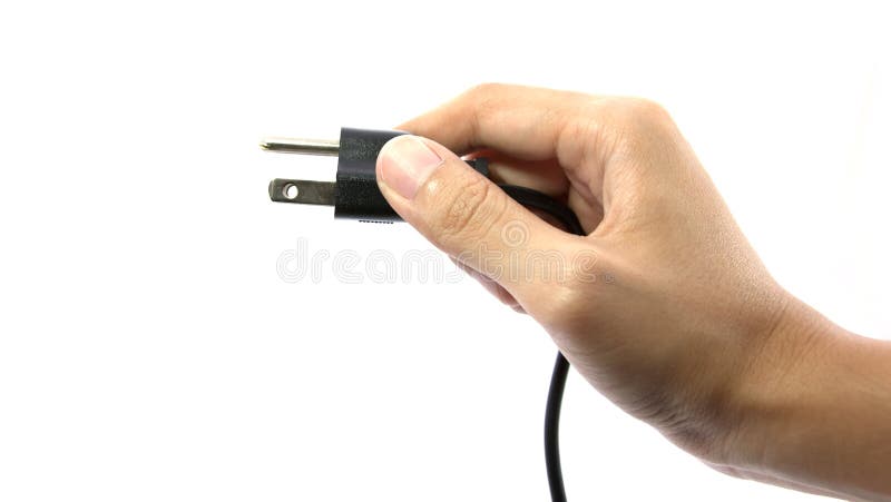 Hand inserting power plug stock photo. Image of white - 16521782