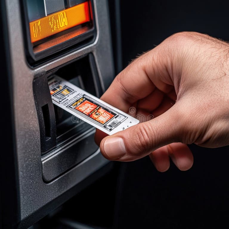 A Hand Inserting a Ticket into a Vending Machine Showcasing the ...