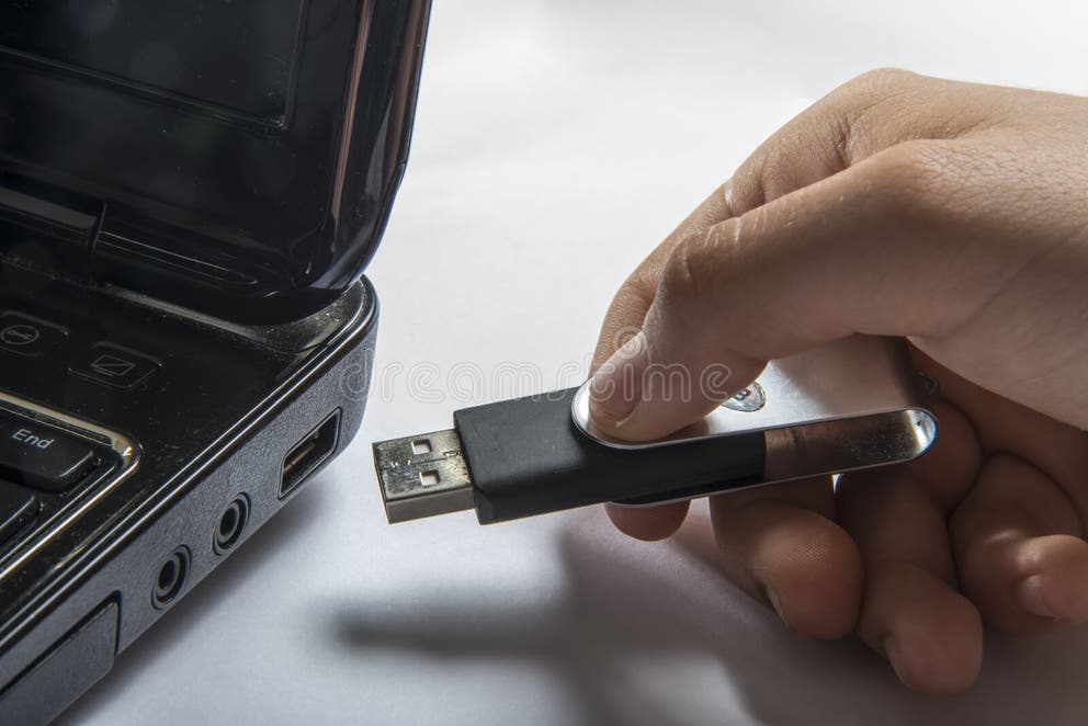 Hand Inserting Usb Memory Stick Stock Photo - Image of connection, disk ...