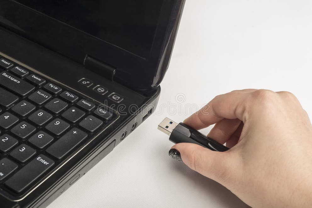 Hand Inserting Usb Memory Stick Stock Image - Image of connection, disk ...