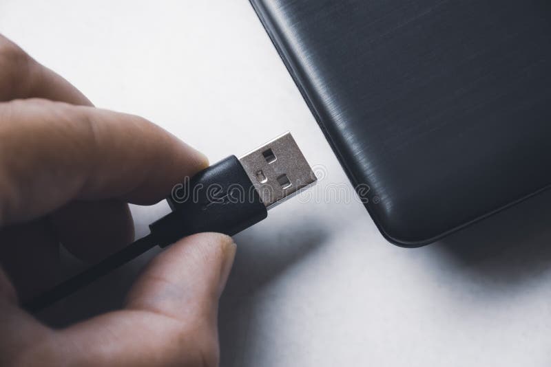 Hand Inserting USB To Usb Port Stock Photo - Image of connection ...